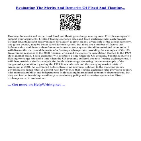 Evaluating The Merits And Demerits Of Fixed And Floating... | PDF