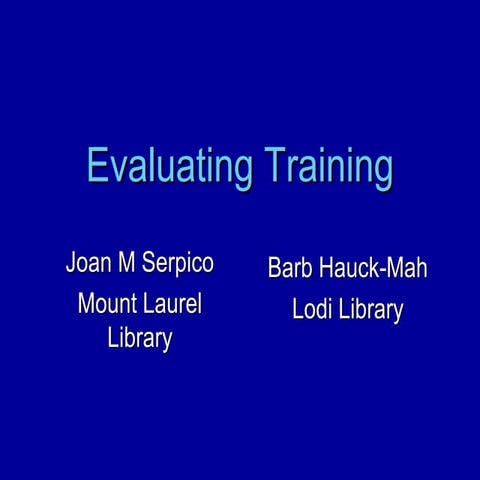 Train the Trainer: Evaluating Training | PPT