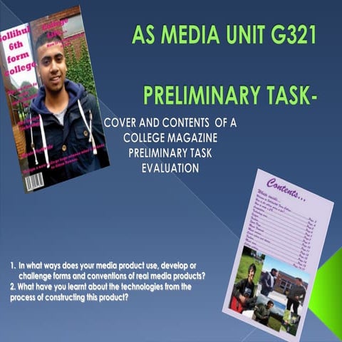 Evaluation - Preliminary task | PPTX