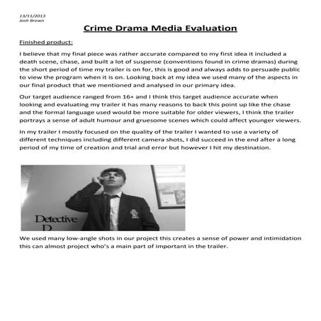 Unit 5 crime drama trailer evaluation | DOCX