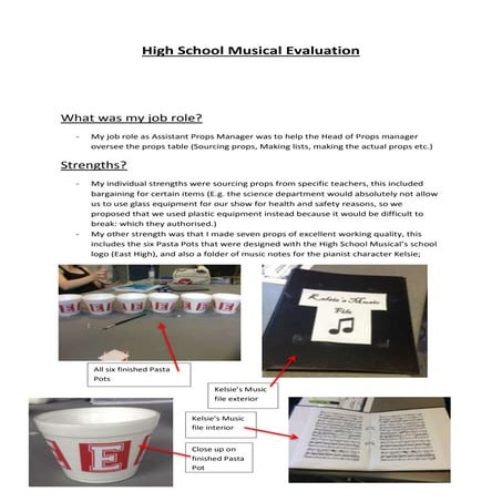 GC5: High School Musical Evaluation | DOCX | Theater | Fine Art