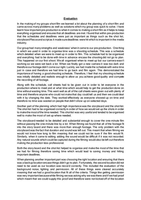 Evaluation pre production | PDF