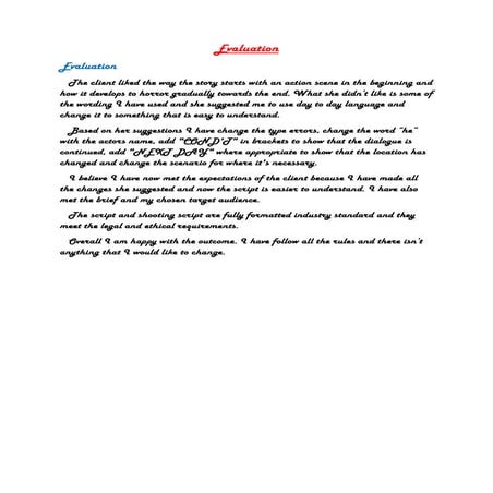 Evaluation of script | DOCX