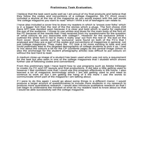 Evaluation 2 blog | PDF