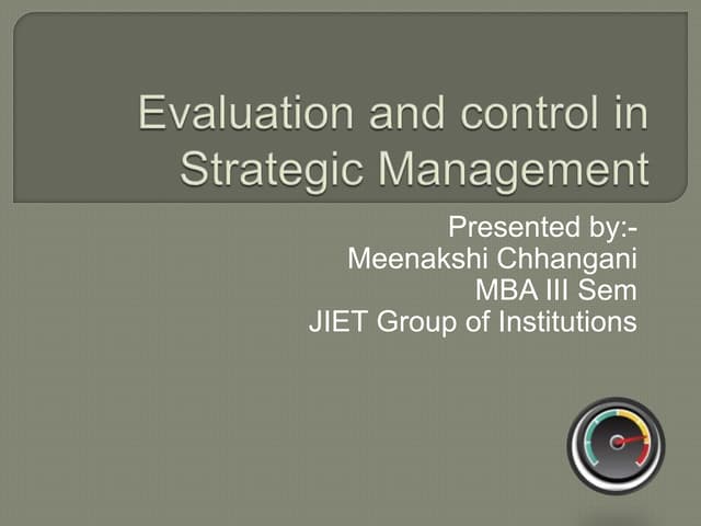 Techniques of strategic evaluation and control | PPTX