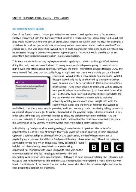 B1 Evaluation.docx | Resume Writing and Advice | Job Search