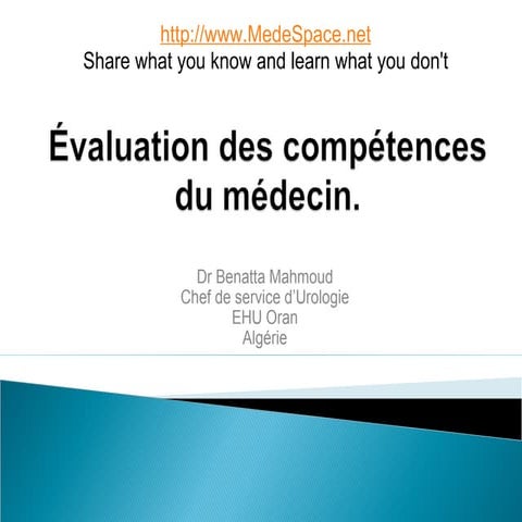 Evaluation des competences medicales | PPT