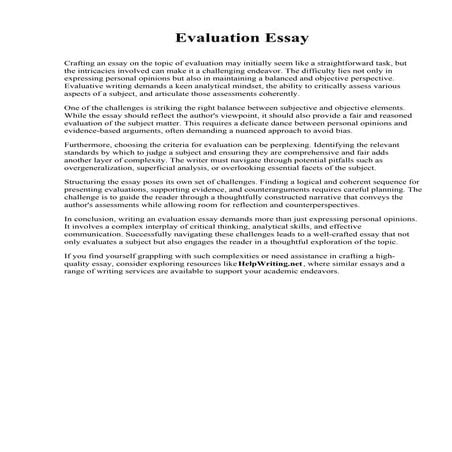 Evaluation Essay.pdf | Education