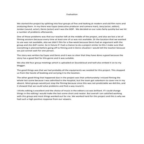 Evaluation (film noir) | DOCX