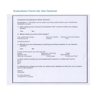 Evaluation form for the festival | ODT | Party Supplies and Decorations | Shopping