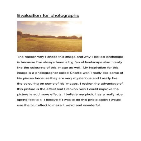 Evaluation for photographs | DOCX