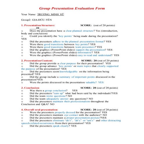 ORAL PRESENTATION EVALUATION FORM - UNDERGRADUATE | DOCX