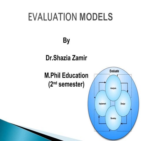Evaluation models by dr.shazia zamir by | PPT