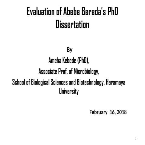 Evaluation of Abebe Bereda’s PhD Dissertation.ppt