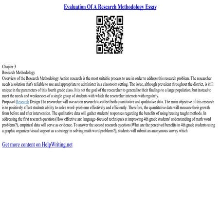 Evaluation Of A Research Methodology Essay | PDF