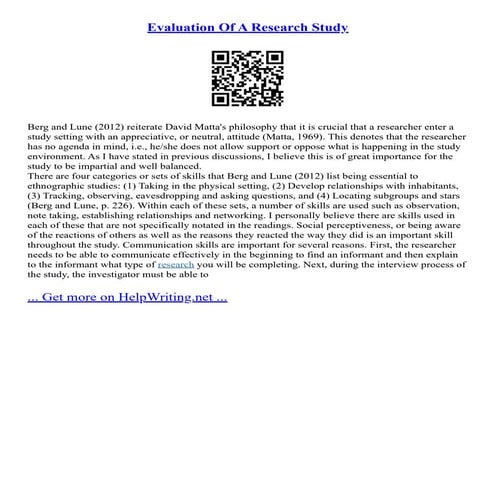 Evaluation Of A Research Study | PDF | Educational Assessment | Education