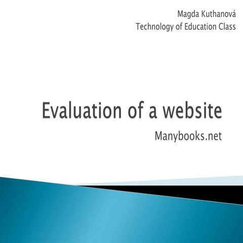 Evaluation of a website - manybooks.net