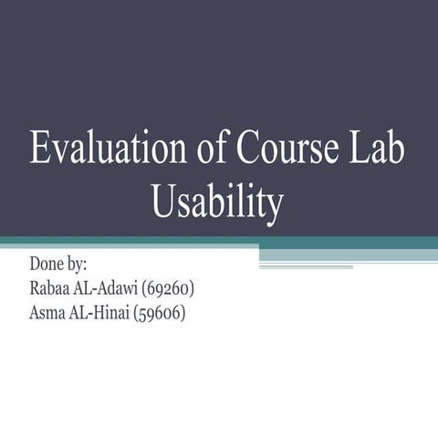 Evaluation of course lab usability | PPT