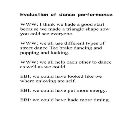 Evaluation of dance performance | PDF