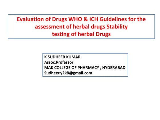 Evaluation of Herbal Drugs unit 4 | PPT