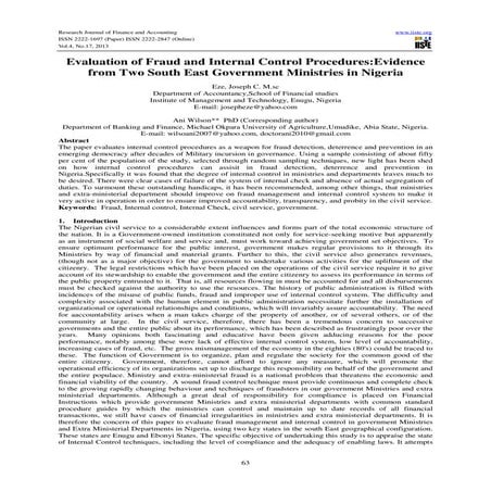 Evaluation of fraud and internal control procedures | PDF