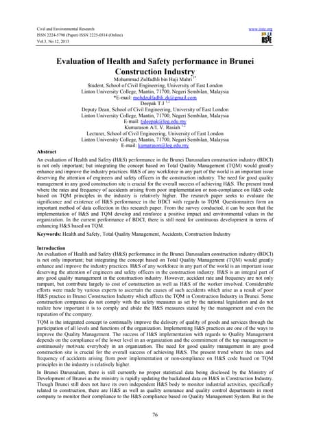 Construction health and safety model towards adoption | IJB 2022 | PDF