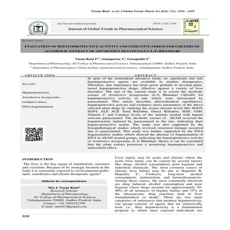 Evaluation of Hepatoprotective Activity and Oxidative Stress parameters ...