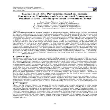 Evaluation of hotel performance based on financial management ...