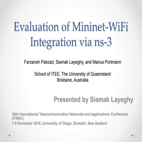 Evaluation of mininet WiFi integration via ns-3 | PPTX