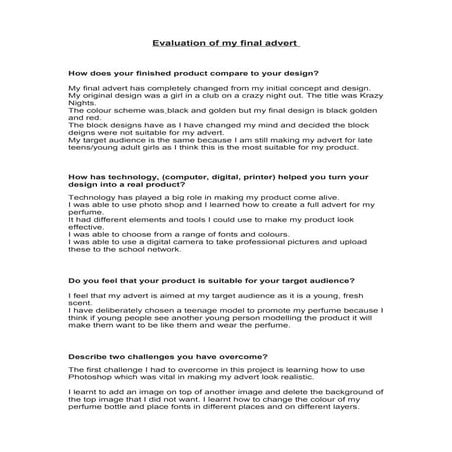 Evaluation of my final design | DOC