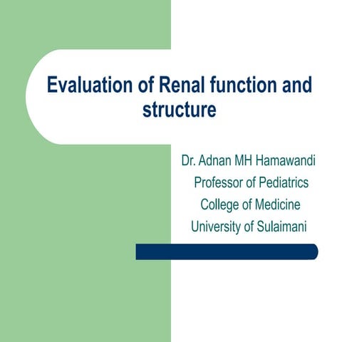 pediatrics.Evaluation of renal function and structure.(dr.adnan hamawandi) | PPT