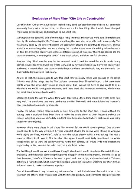 GCSE Film Studies: Evaluation examples | PDF | Screenwriting | Content ...