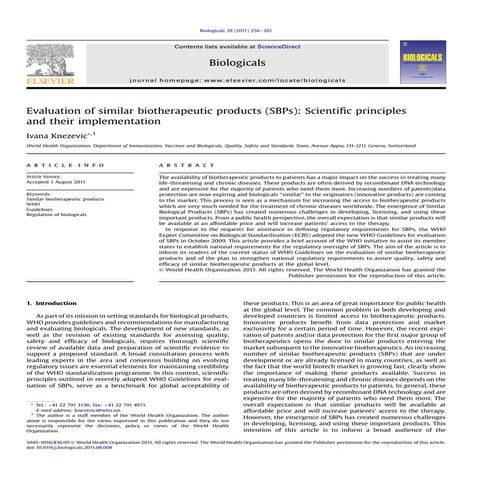 Evaluation of similar biotherapeutic products (SBP's) scientiﬁc ...