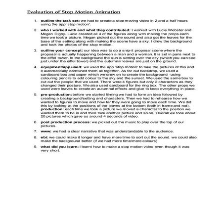 Evaluation of stop motion | PDF