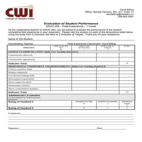 Evaluation of student performance | PDF