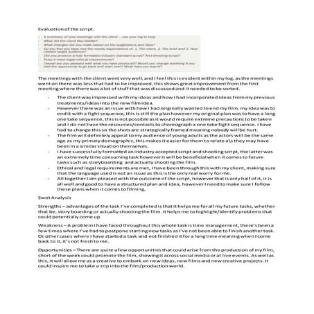 EVALUATION OF THE SCRIPT | PDF