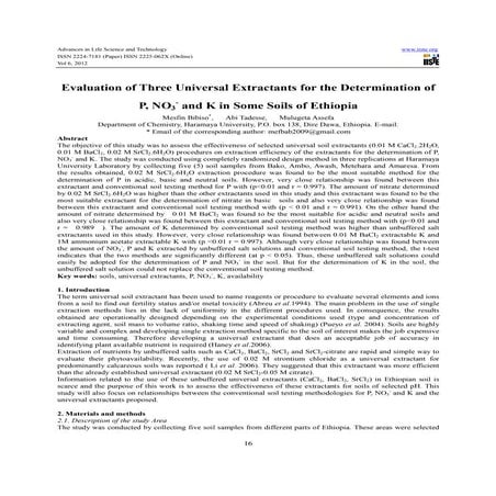 Evaluation of three universal extractants for the determination of p ...