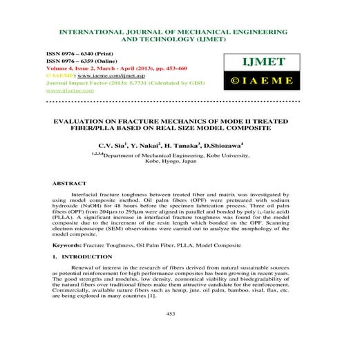 Evaluation on fracture mechanics of mode ii treated fiber pllabased | PDF