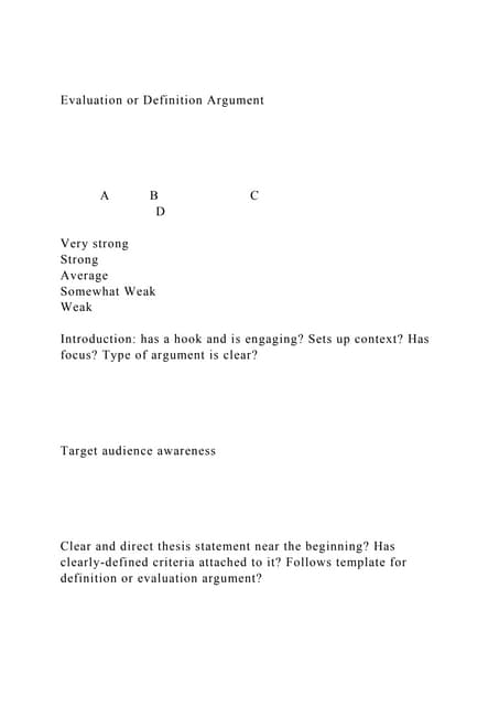 Evaluation Or Definition Argument A Docx