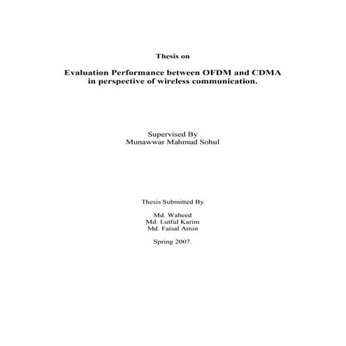 Evaluation Performance Between Ofdm And Cdma Pdf