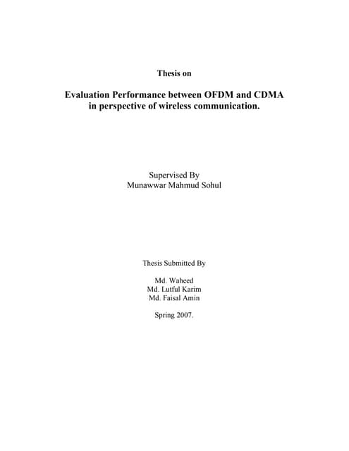 Evaluation Performance Between Ofdm And Cdma Pdf