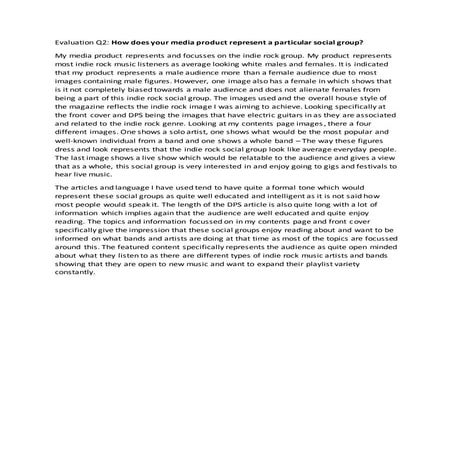 Evaluation q2 | DOCX | Music | Entertainment