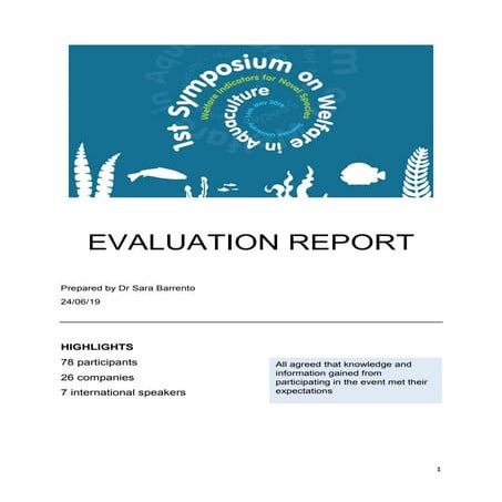 First Symposium on Welfare in Aquaculture: Welfare Indicators for Novel ...