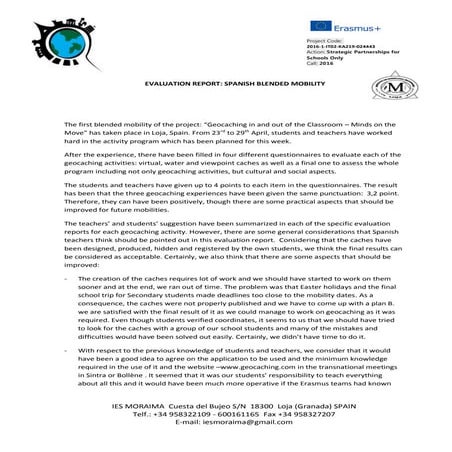 Evaluation report by Spanish teachers | PDF