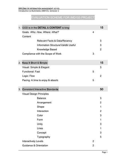 Project evaluation scheme | PDF