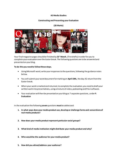 AQA GCSE Media Studies - Coursework assignment 1 - Magazine covers | PPTX