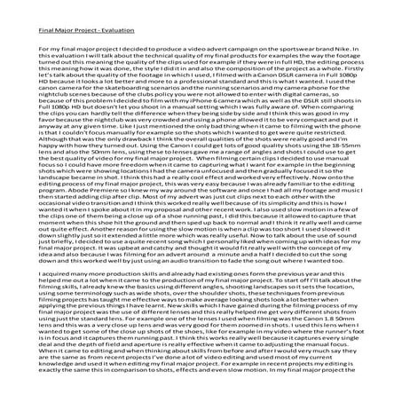 Final Major Project Evaluation | DOCX | Cameras and Camcorders ...