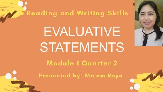 Formulating Evaluative Statements Pptx