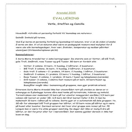 Evaluering av innhold på turene | DOCX
