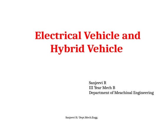 Electric and Hybrid Vehicles and its applications | PDF